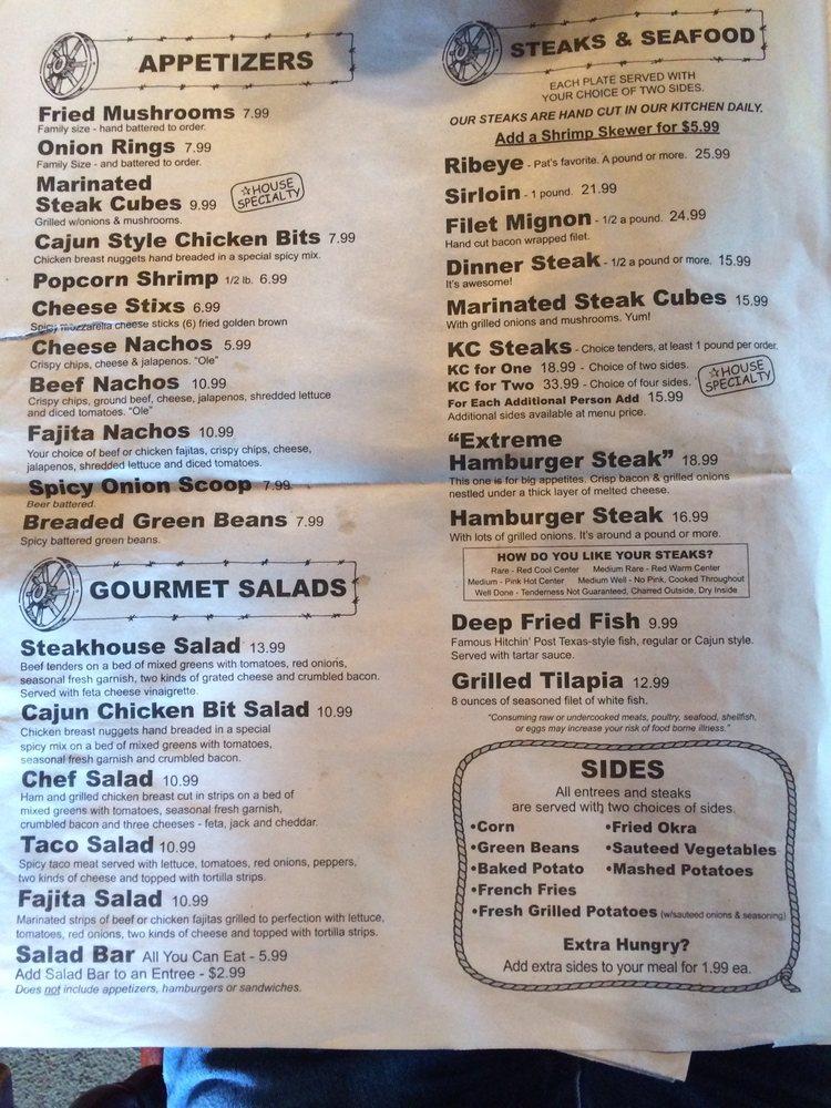 Carta del pub y bar Hitchin Post Steak House, Ozona