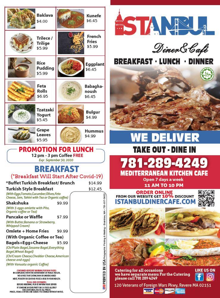 Menu at Istanbul Diner Cafe, Revere, 120 Veterans Of Foreign Wars Pkwy