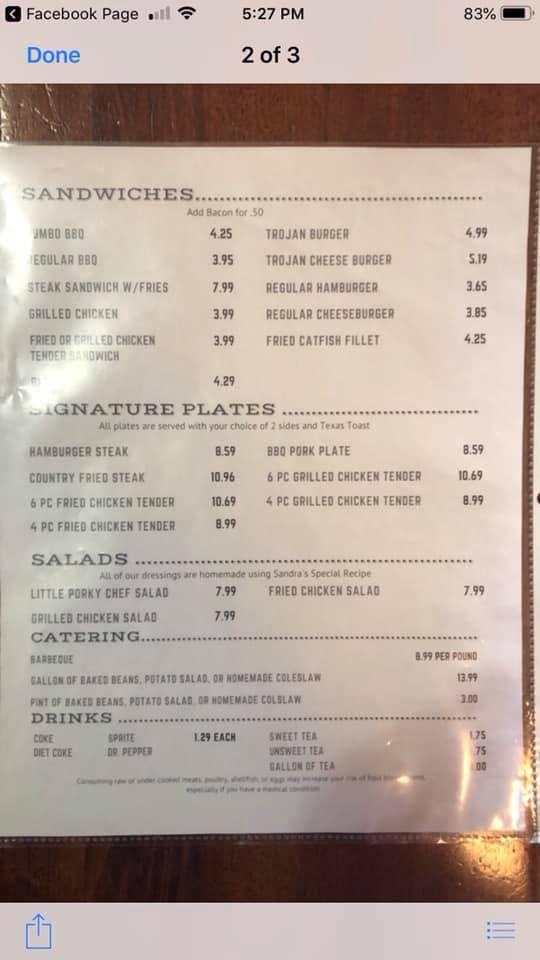 Menu at Little Porkys BBQ, Columbus, 316 Overview Dr