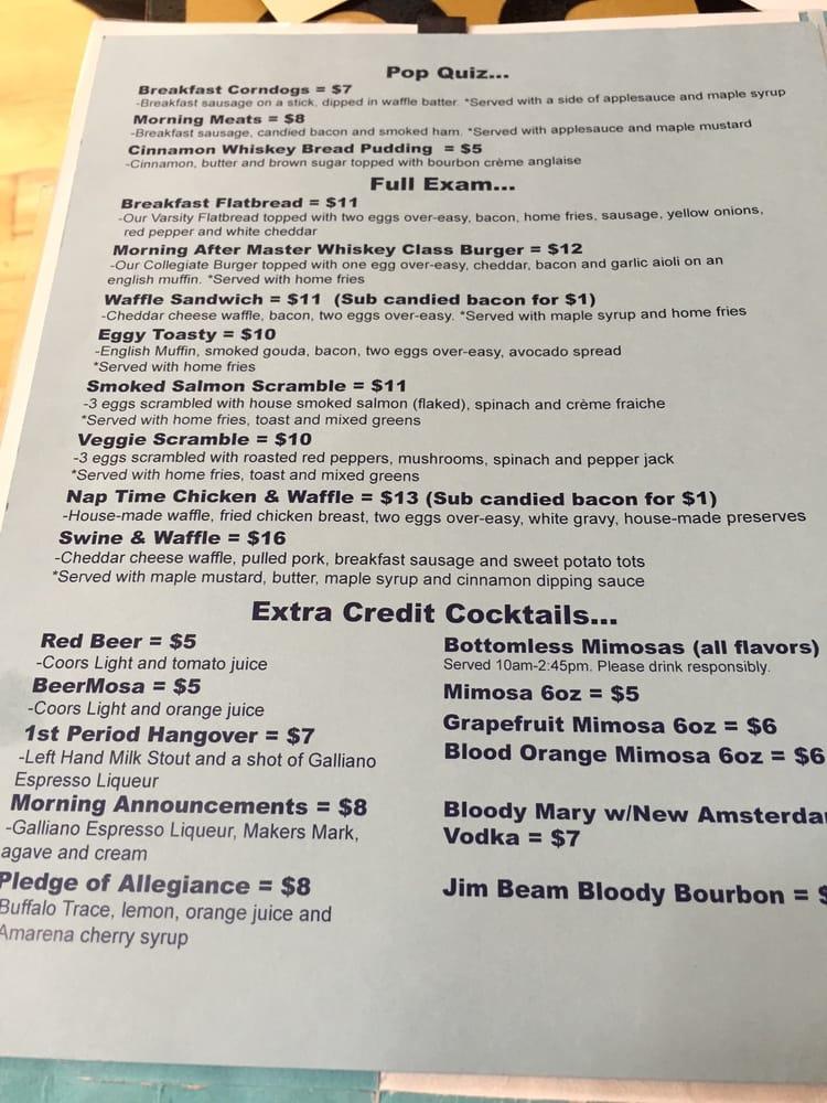 Menu at School House Kitchen and Libations pub & bar, Arvada