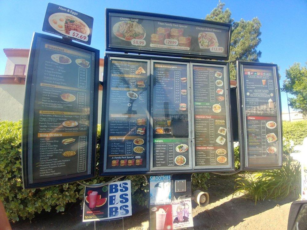 Menu at Titan Burgers Chino restaurant, Chino