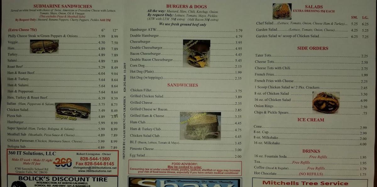 Menu at Yellow Submarine Restaurant, Hudson