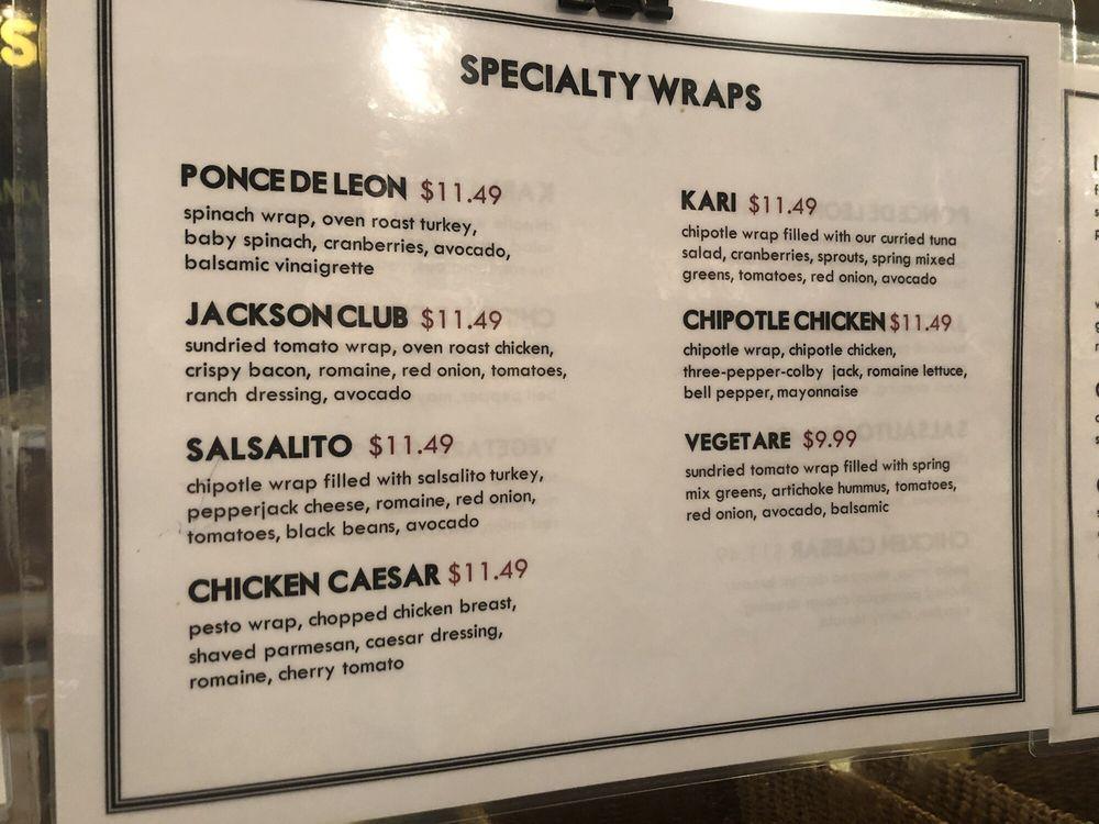 Menu at Jackson Market and Deli restaurant, Culver City
