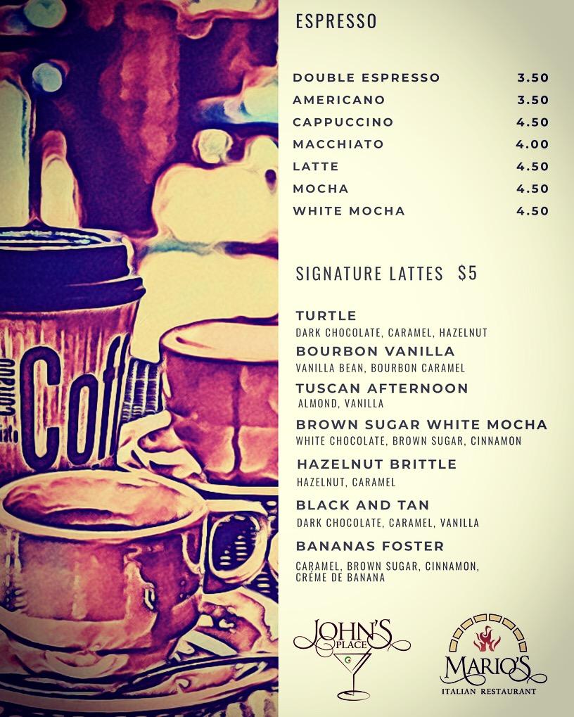 Menu at John's Place pub & bar, Matthews, Matthews Weddington Rd