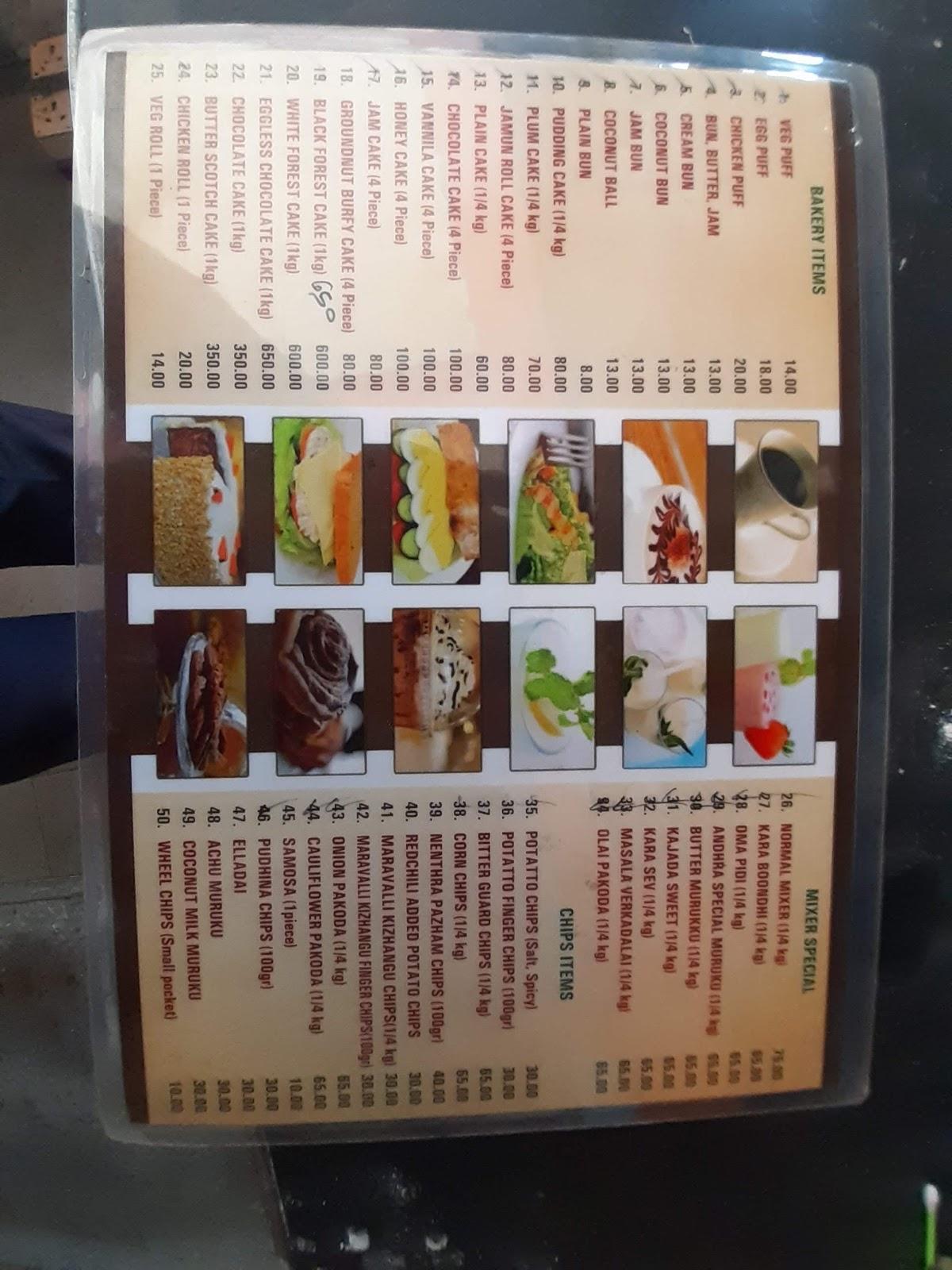 Menu at Anandha Sweet & Bakery, Chennai