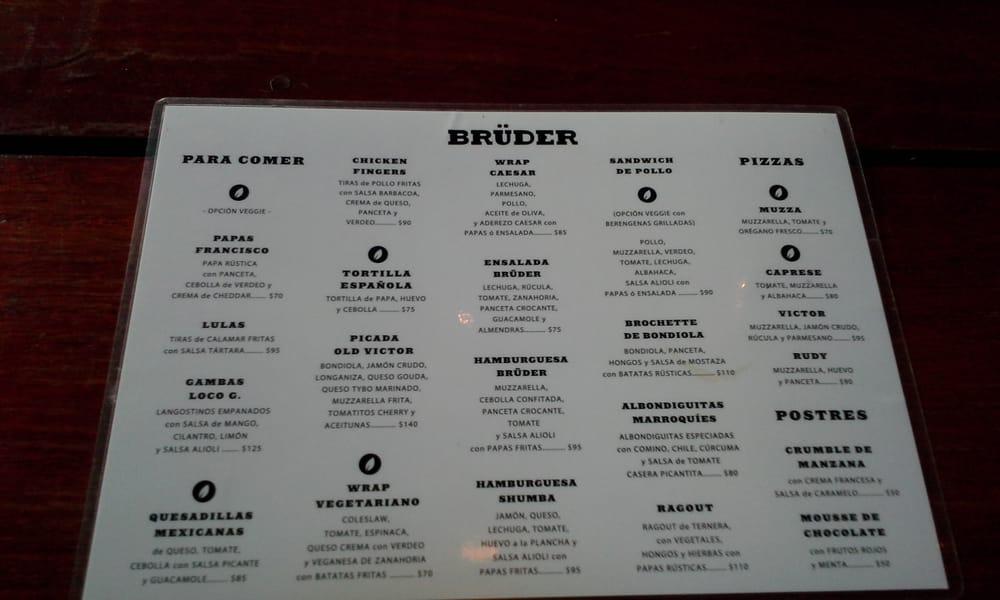 Menu at Bruder pub & bar, Mar del Plata, Bartolome Mitre 3188