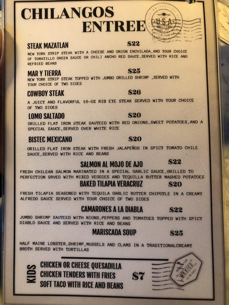 Menu at Chilango's pub & bar, Baltimore
