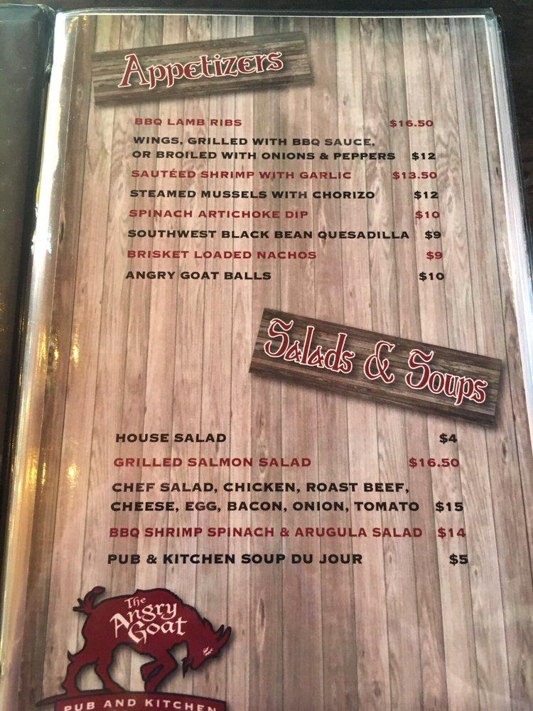 Menu at The Angry Goat Pub N Kitchen, Ogden