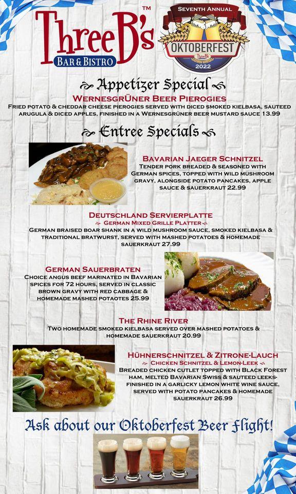 Menu at Three B's Bar and Bistro, Lakehurst