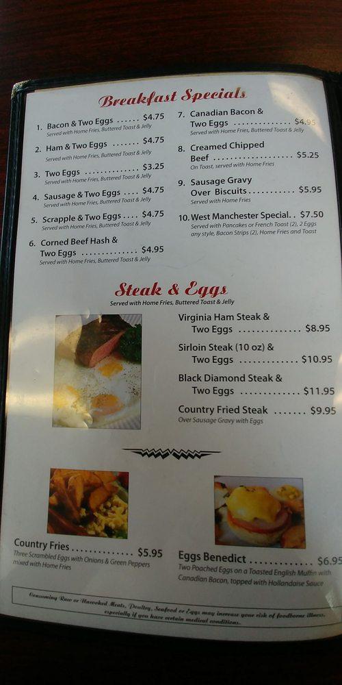 Menu at West Manchester Diner restaurant, York