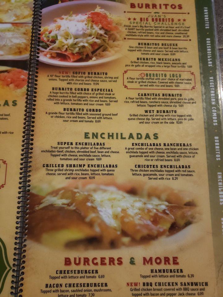 Menu at Chicotes Mexican Grill restaurant, Decatur, Nuttman Ave