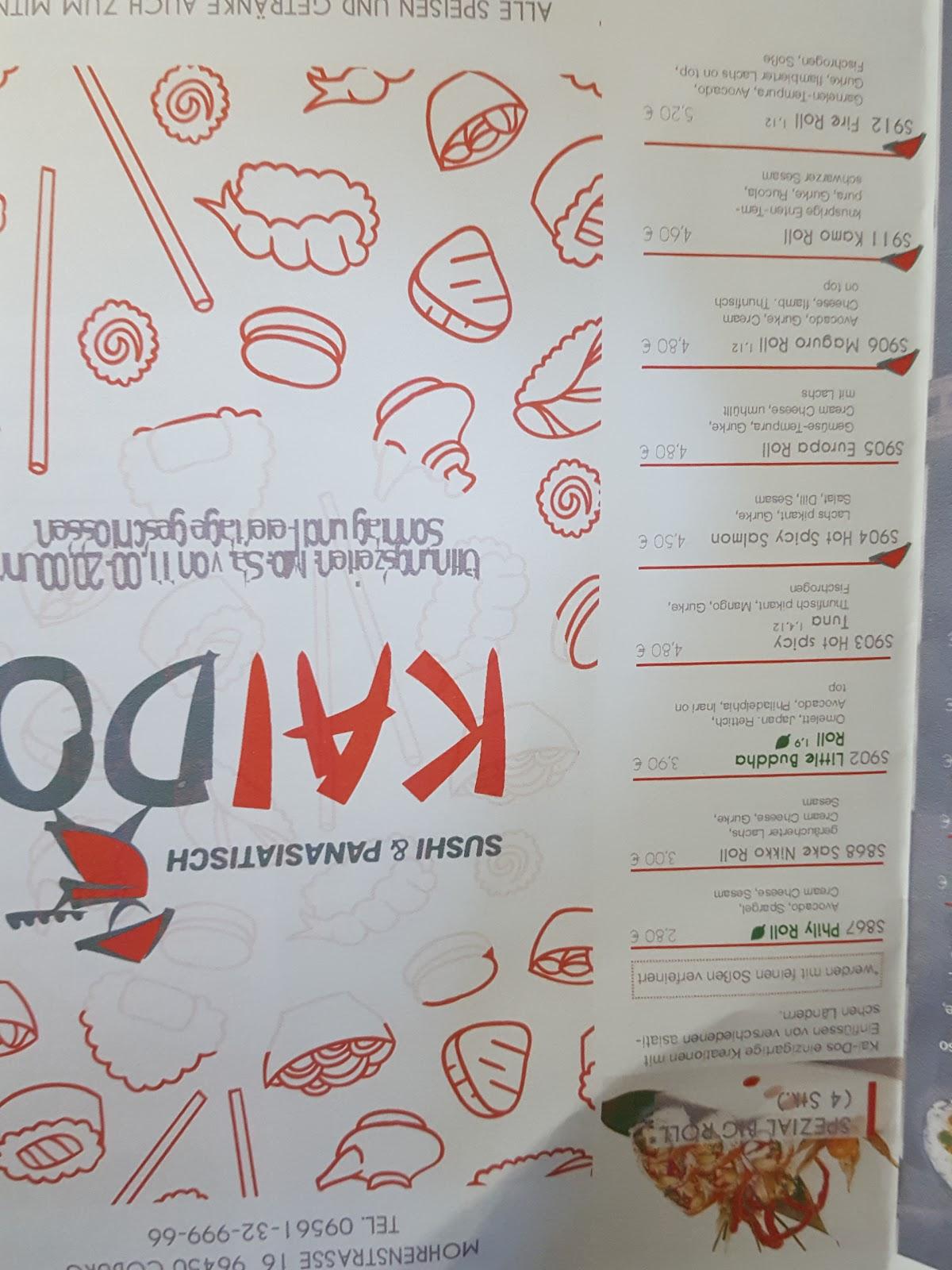 Speisekarte von Kaido restaurant, Coburg