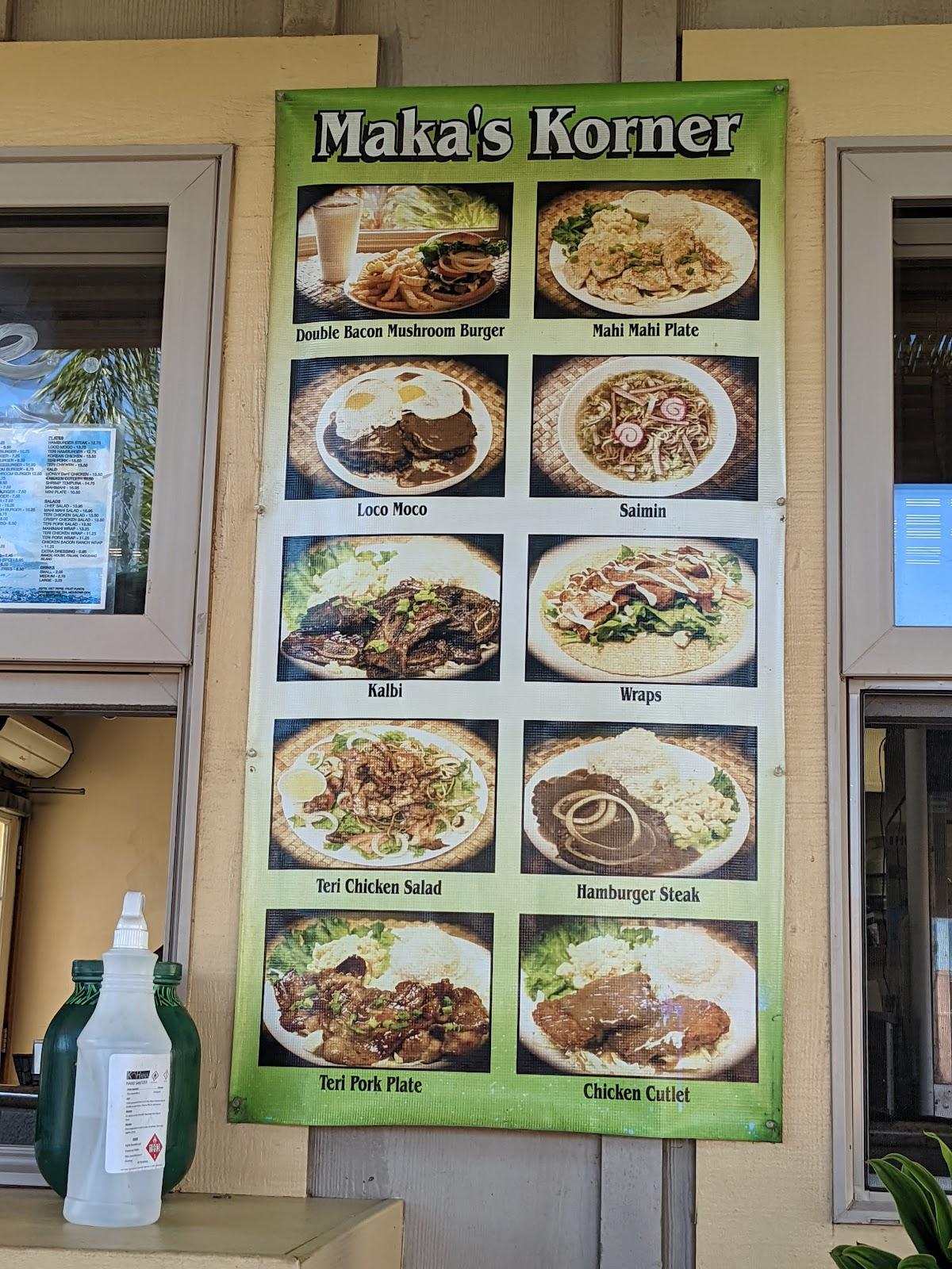 Menu at Maka's Korner fast food, Kaunakakai, 35 Mohala St #6