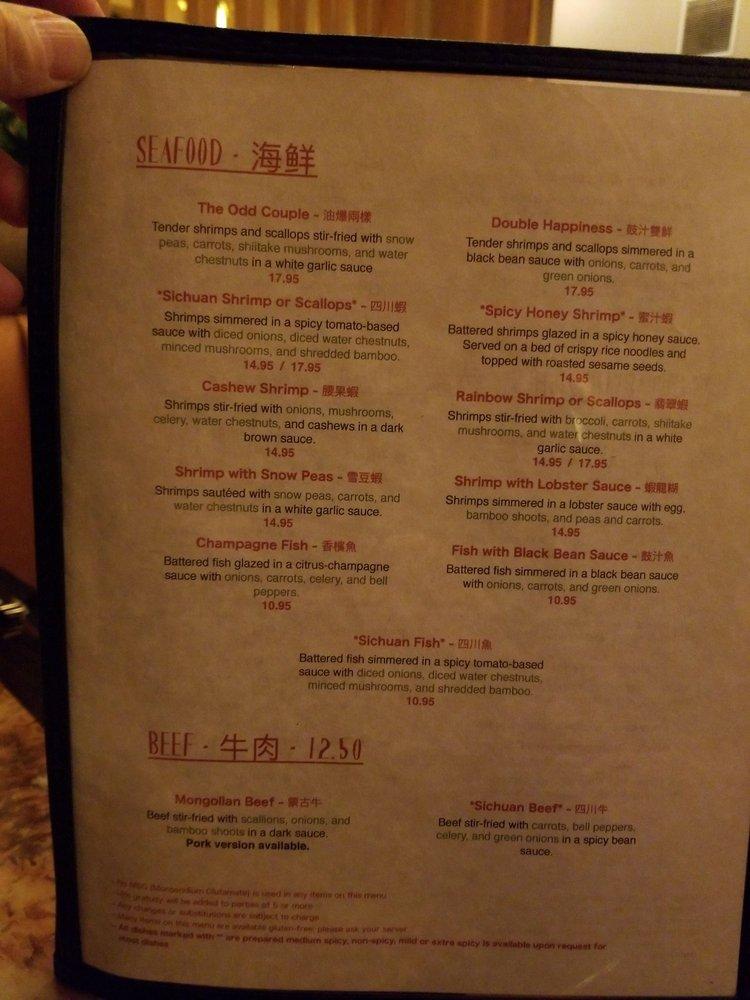 Menu at Red Chopstick restaurant, Sedona, 111 Bell Rock Plaza