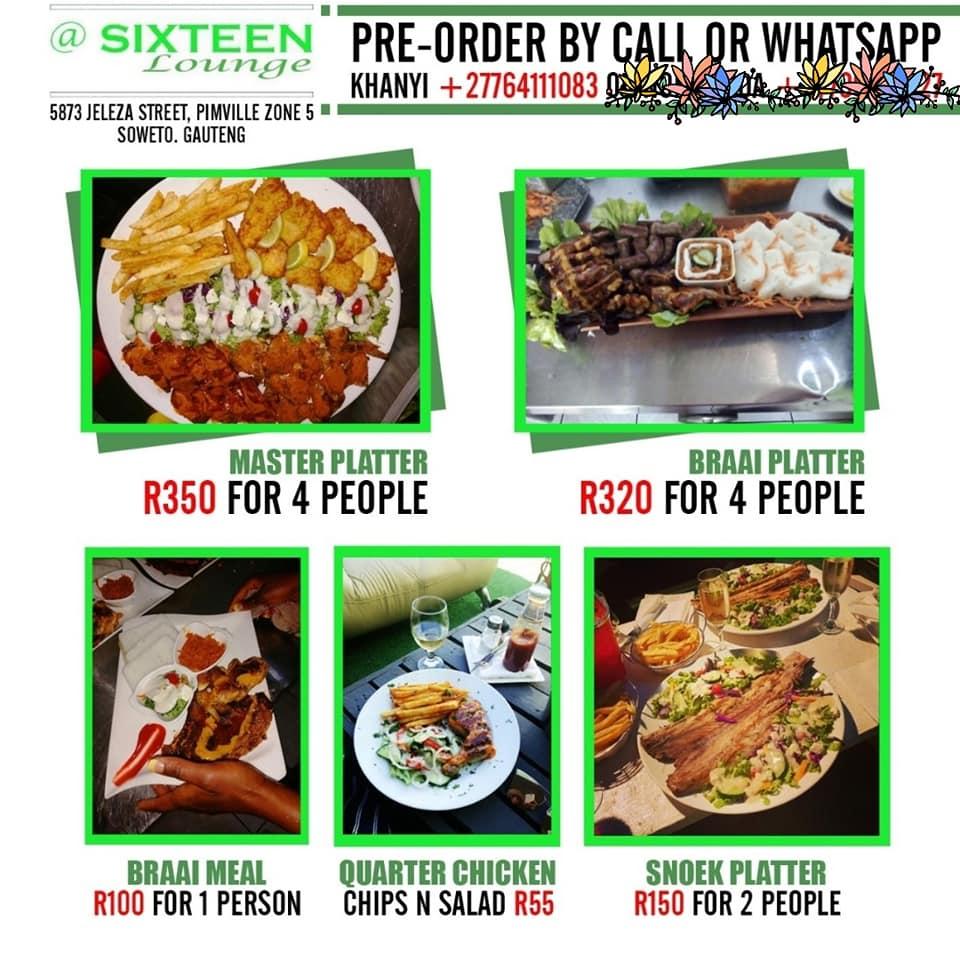 Menu at Sixteen Lounge pub & bar, Pimville