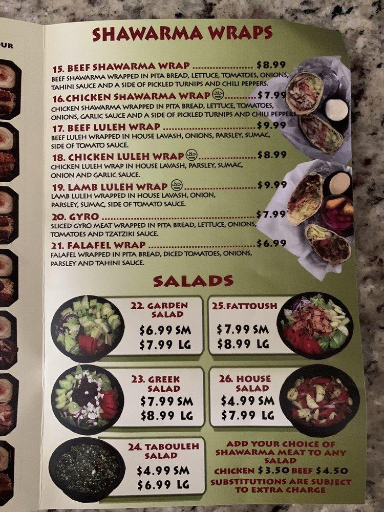 Menu at Ark Mediterranean Grill restaurant, Clovis
