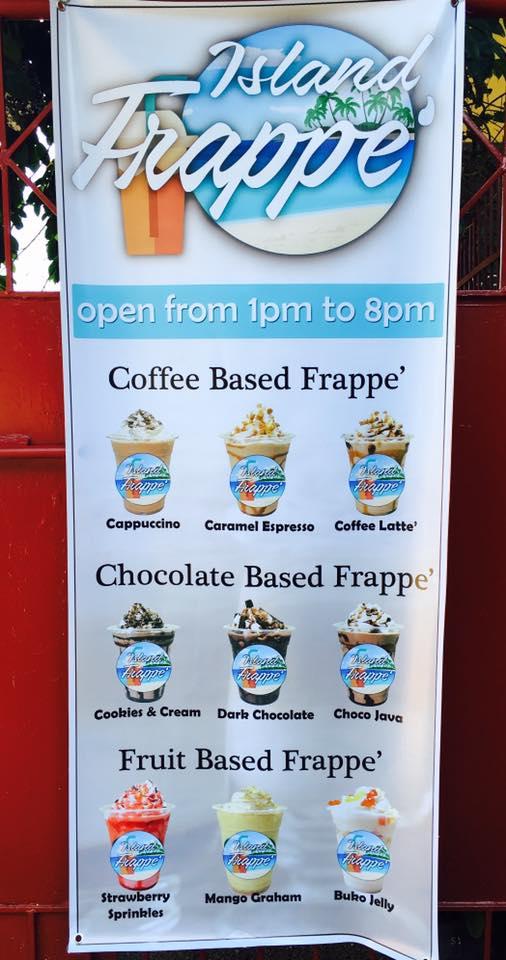 Menu at Island Frappe' cafe, Polillo