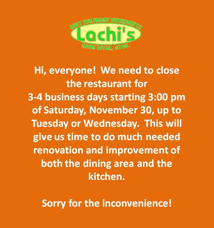 Menu at Lachi's Sans Rival Atbp restaurant, Davao City