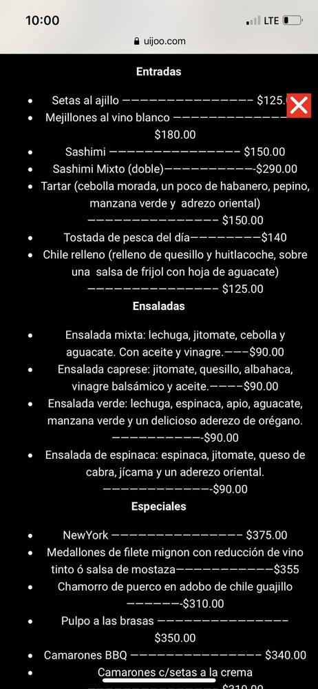 Carta de Restaurant El Nene, Puerto Escondido