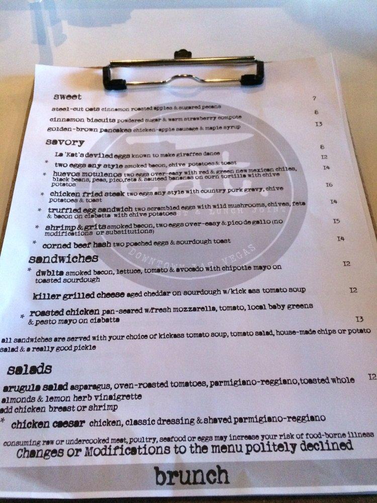 Menu at eat. restaurant, Las Vegas