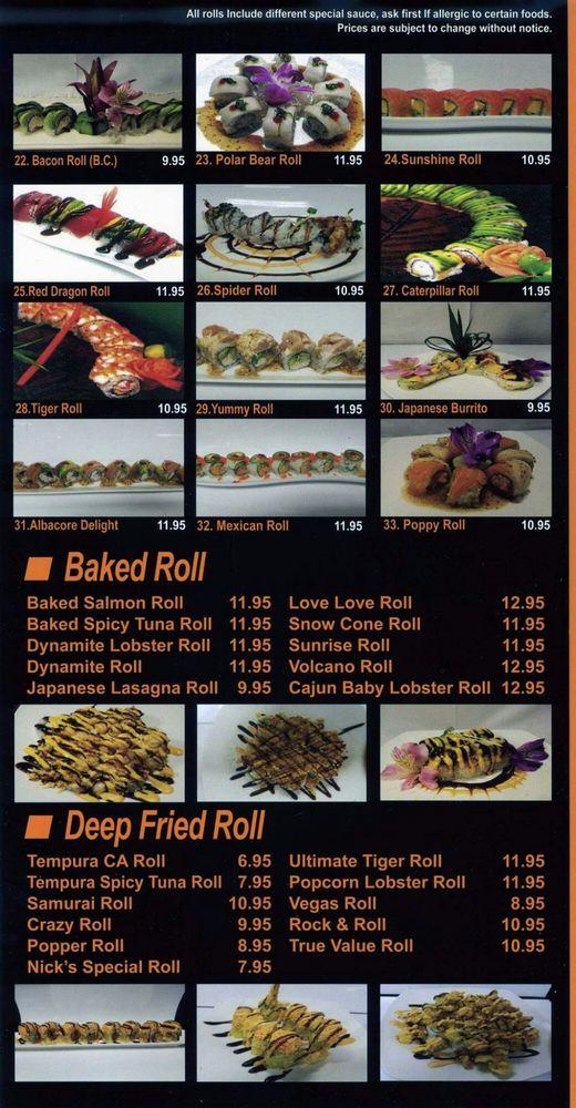 Menu at Best Sushi Grill restaurant, Desert Hot Springs