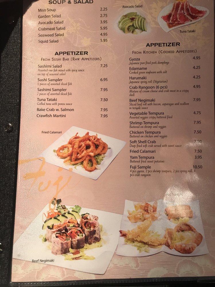 Menu at Fuji Japanese Steakhouse, Chubbuck