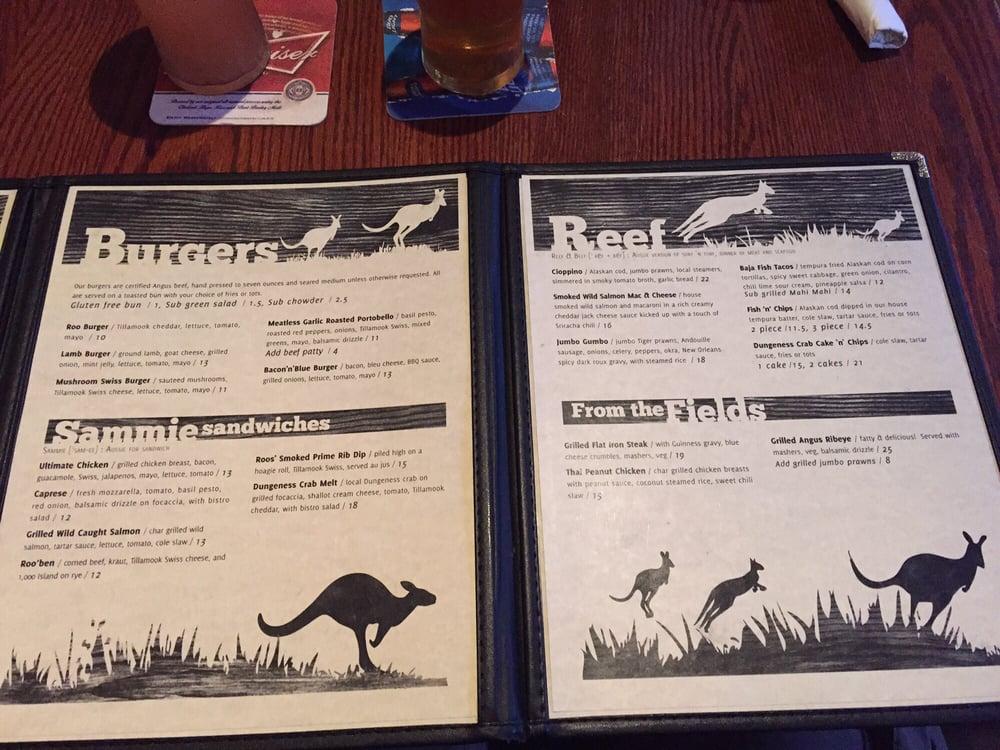 Menu at Lost Roo pub & bar, Long Beach