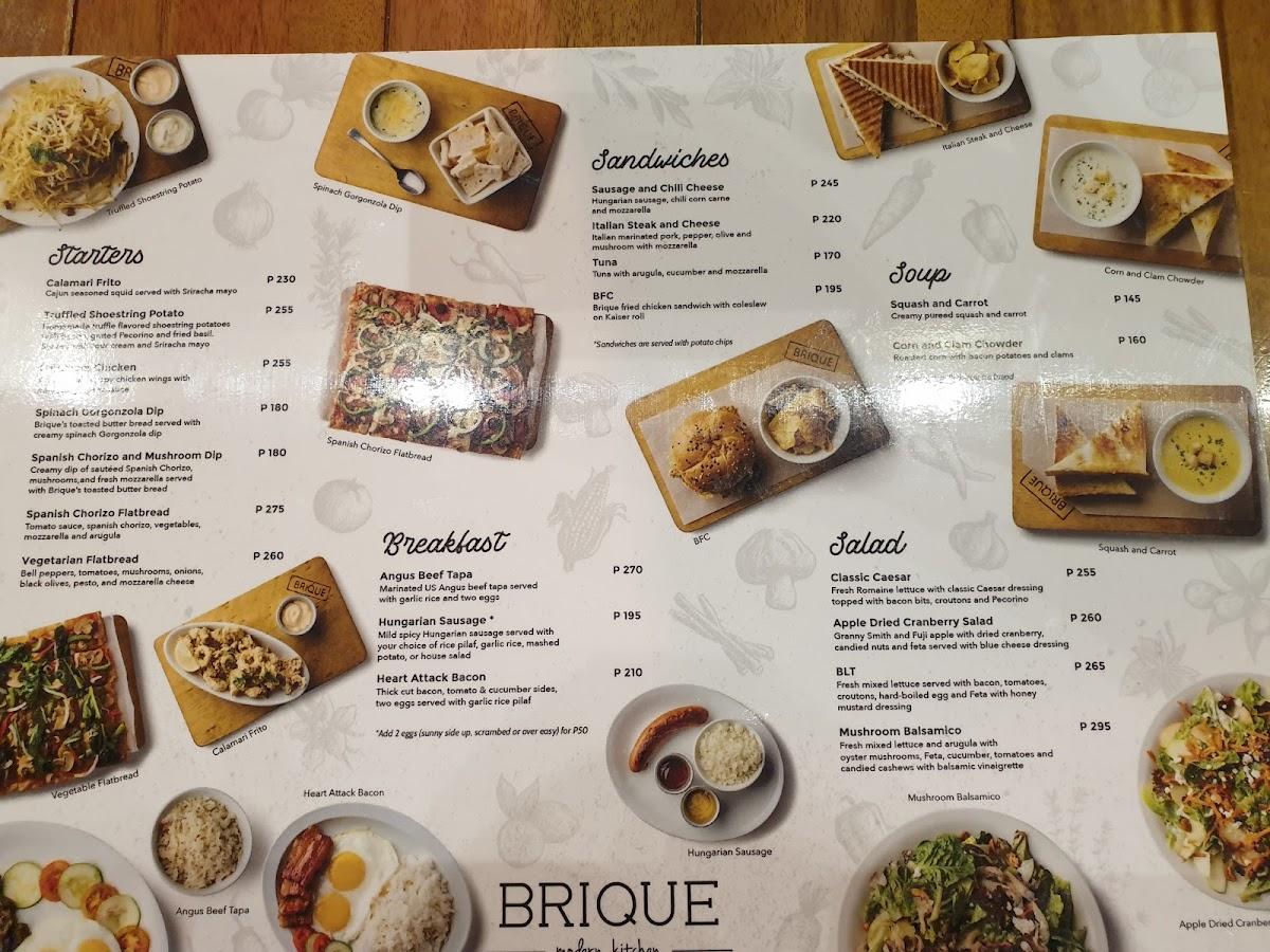 Menu at Brique Modern Kitchen cafe, Cebu City, ayala center cebu