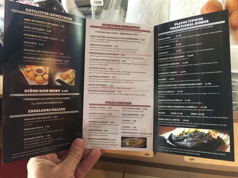 Menu at El Cafetal, Indian Trail, Old Monroe Rd