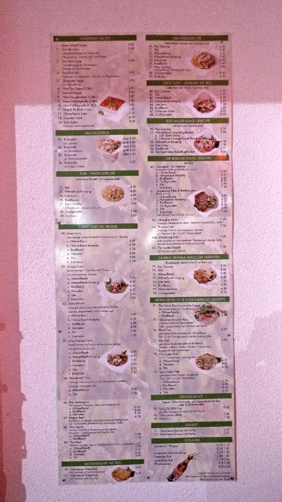 Carta del restaurante Hanoi Bistro, Salzweg