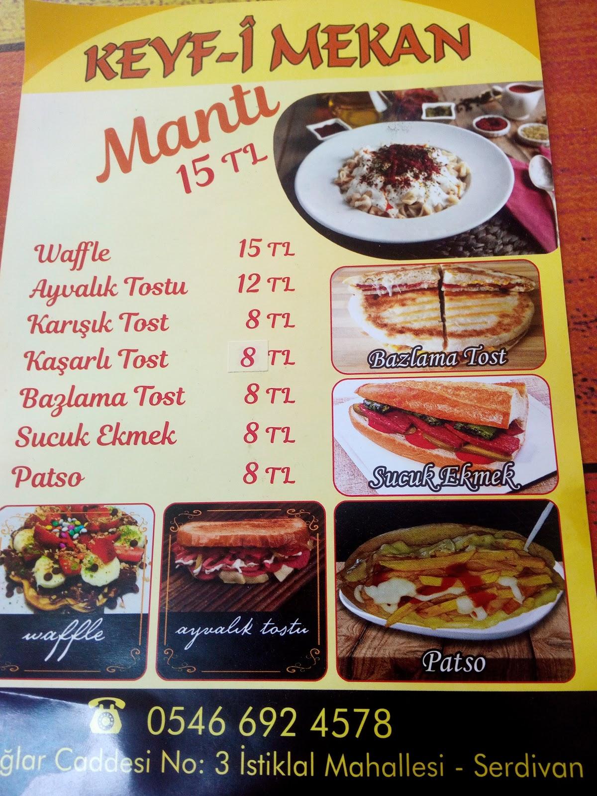 Menu at Keyfi mekan cafe, Sakarya