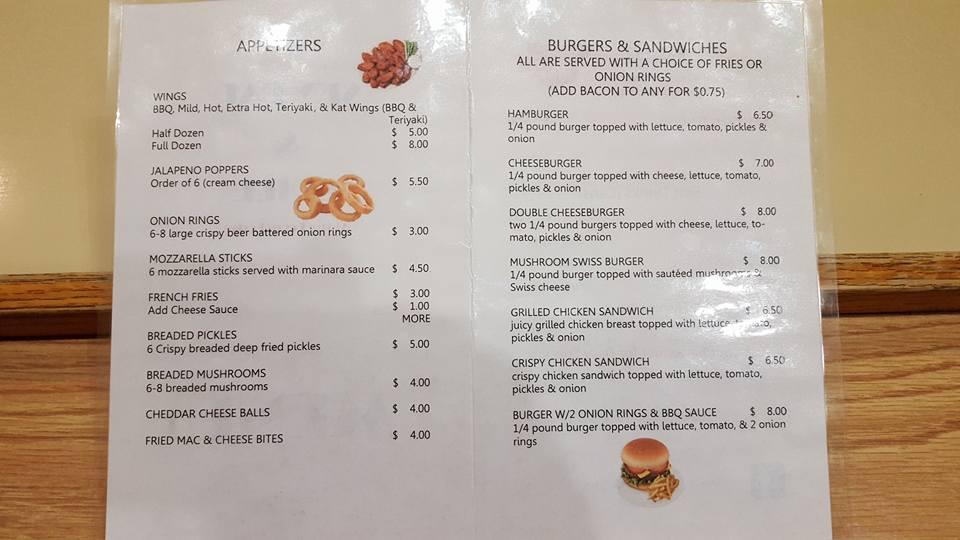 Menu at Mountain Breeze Lounge pub & bar, Breezewood