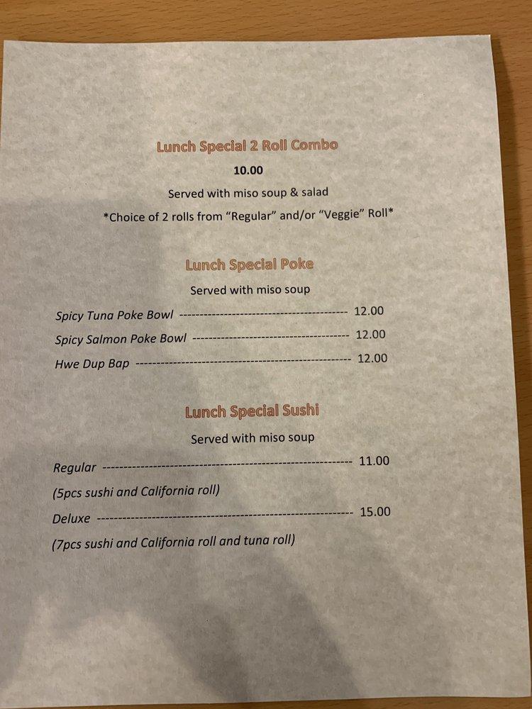 Menu at Sushiya Japanese Restaurant, Auburn