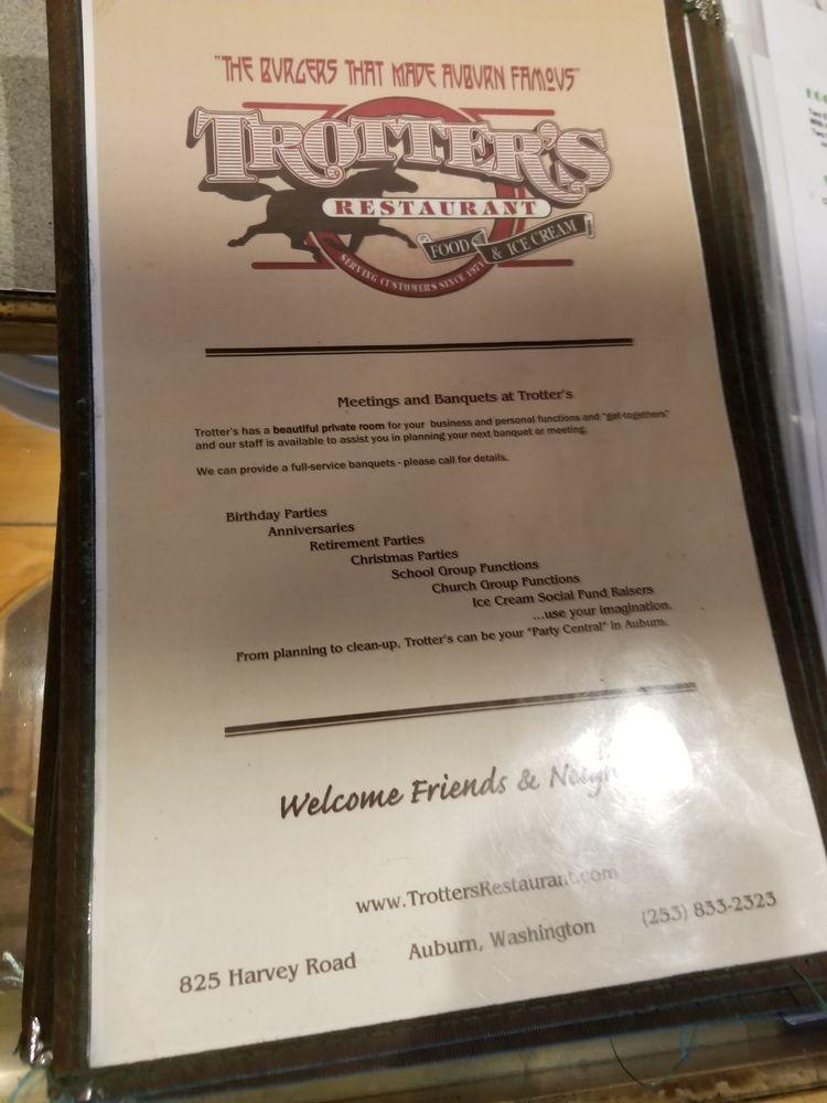 Menu at Trotter's Restaurant, Auburn