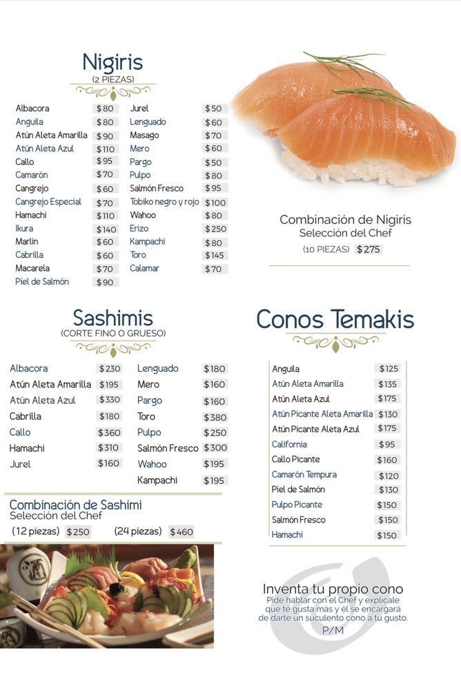 Carta de Odayaka Sushi Bar, Tijuana