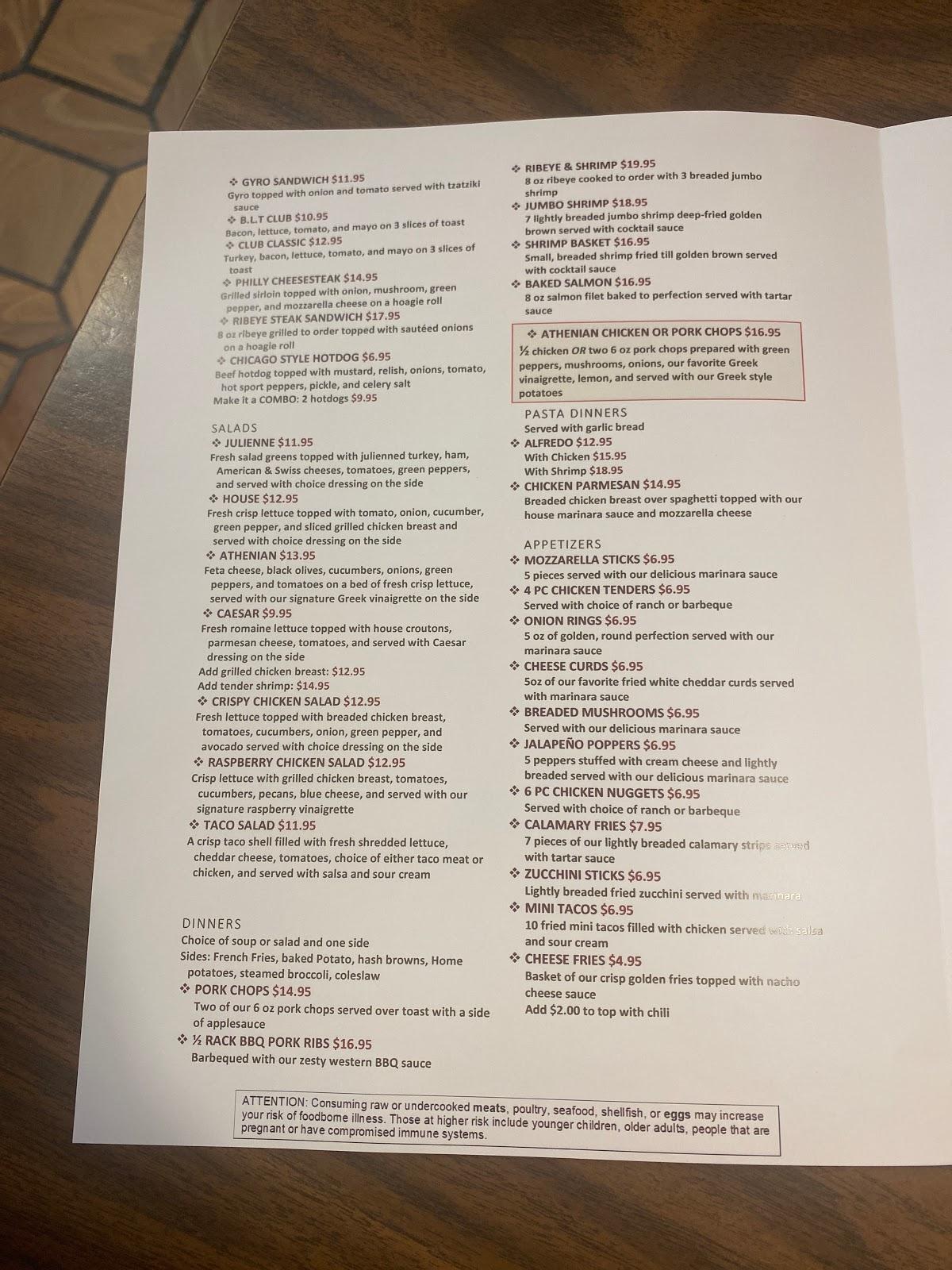 Menu at Olympic Family Restaurant, Lake Geneva