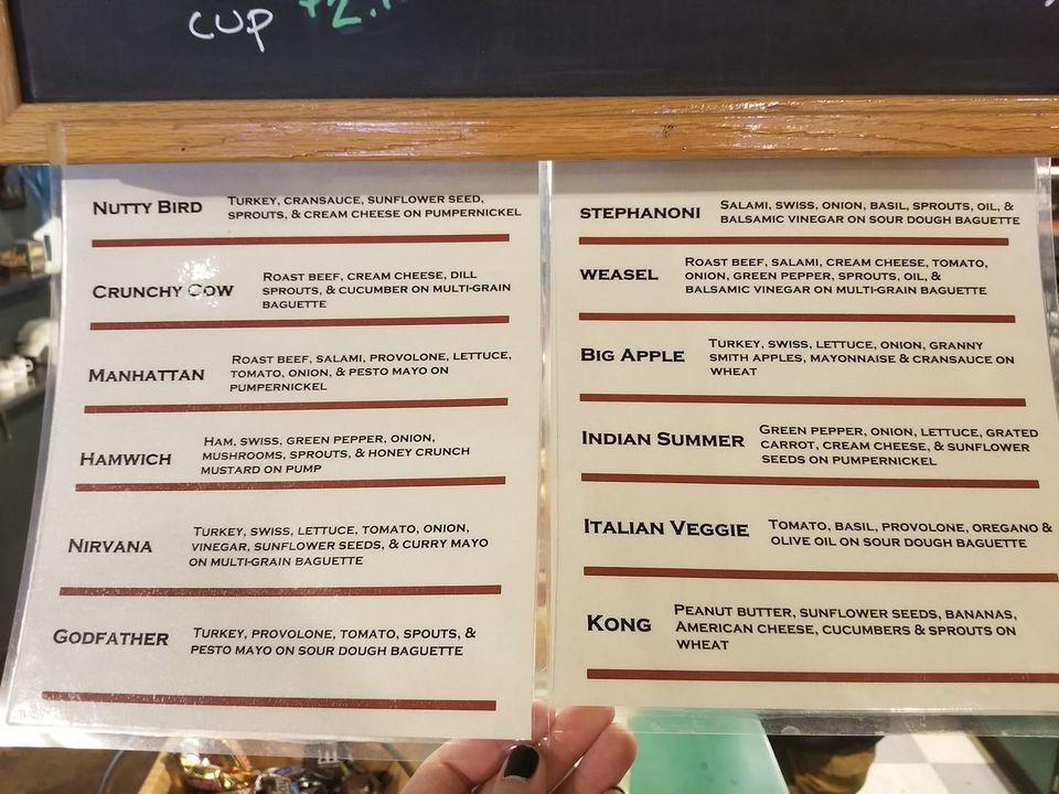 Menu at Pierce Street Coffee Works cafe, Sioux City