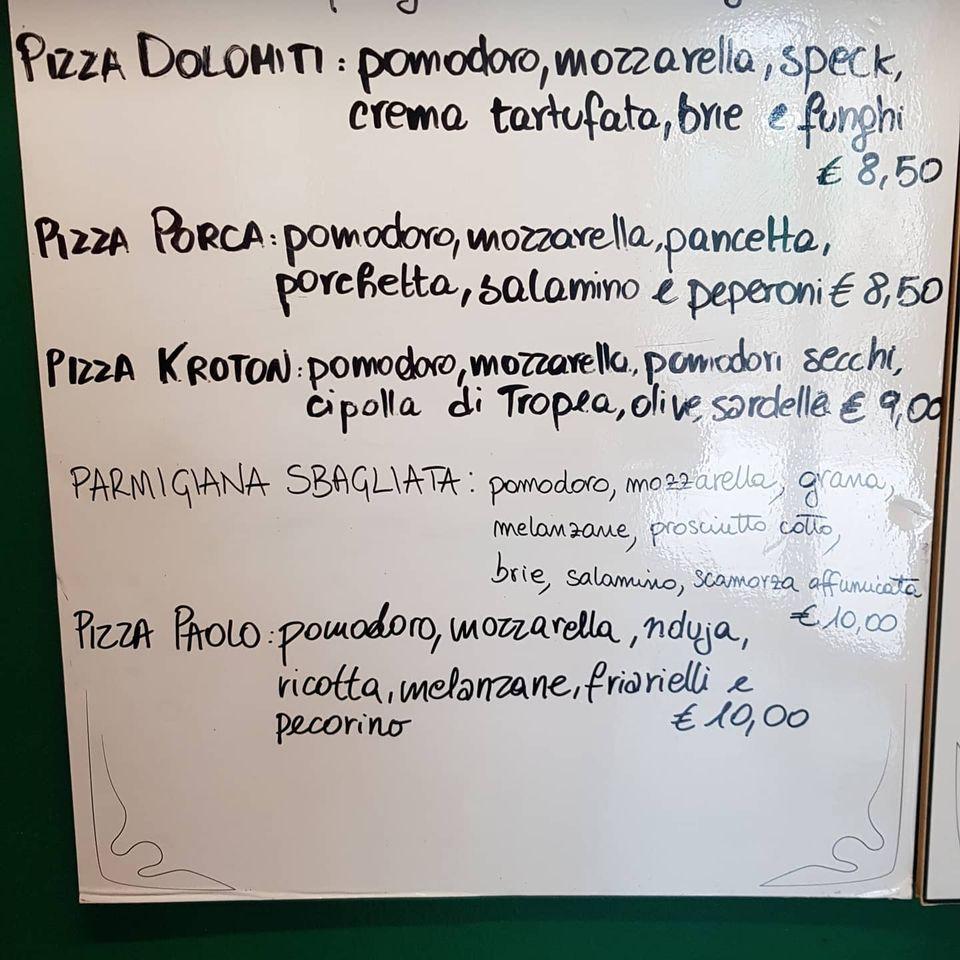 Menu at Pizzeria Rosticceria D'asporto Tricolore, Lonigo