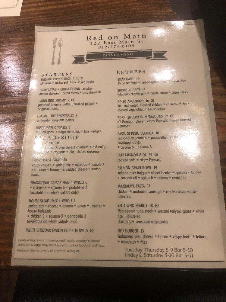 Menu at RED ON MAIN pub & bar, Madison