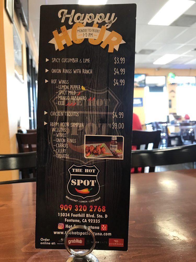 Menu at The Hot Spot restaurant, Fontana