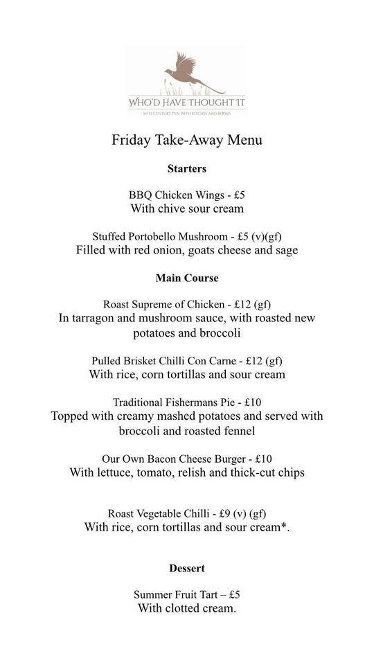 Menu at The Who'd Have Thought It Inn pub & bar, Buckland Monachorum ...