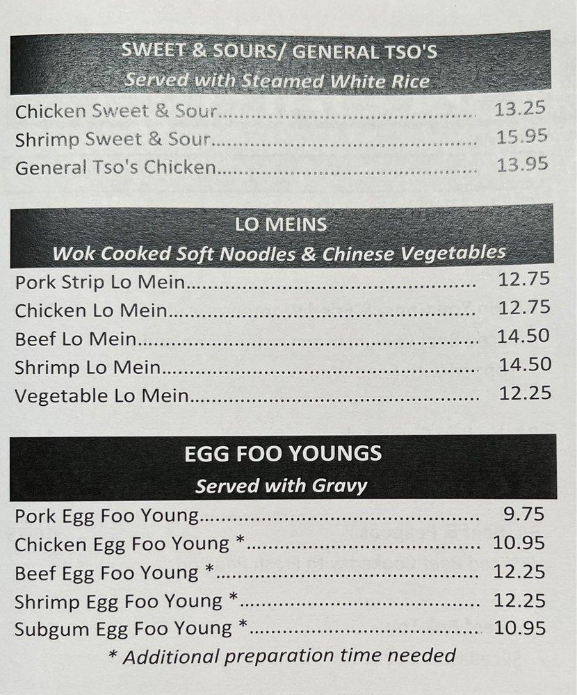Menu at Mee Sum Restaurant, Fall River