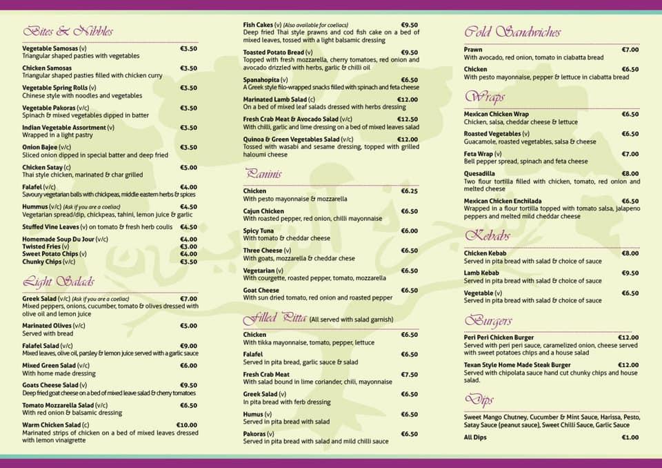 Menu at Olive Tree Restaurant & Cafe, Castlebar