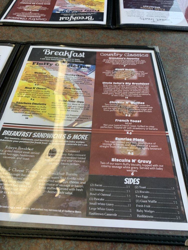 Menu at Uncle John's Diner BBQ, Goodlettsville