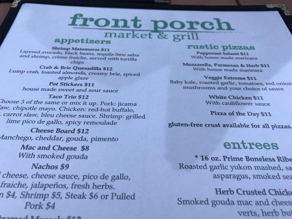 Menu at Front Porch Market & Grill pub & bar, The Plains