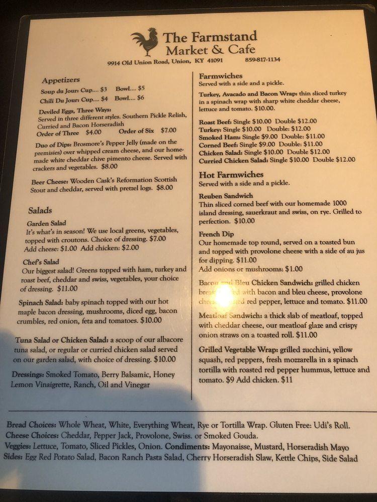 Menu at The Farmstand Market & Cafe, Union, Old Union Rd
