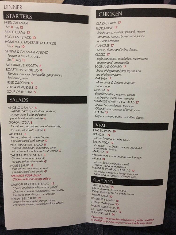 Menu at Vignetos Italian Grill pizzeria, Weston