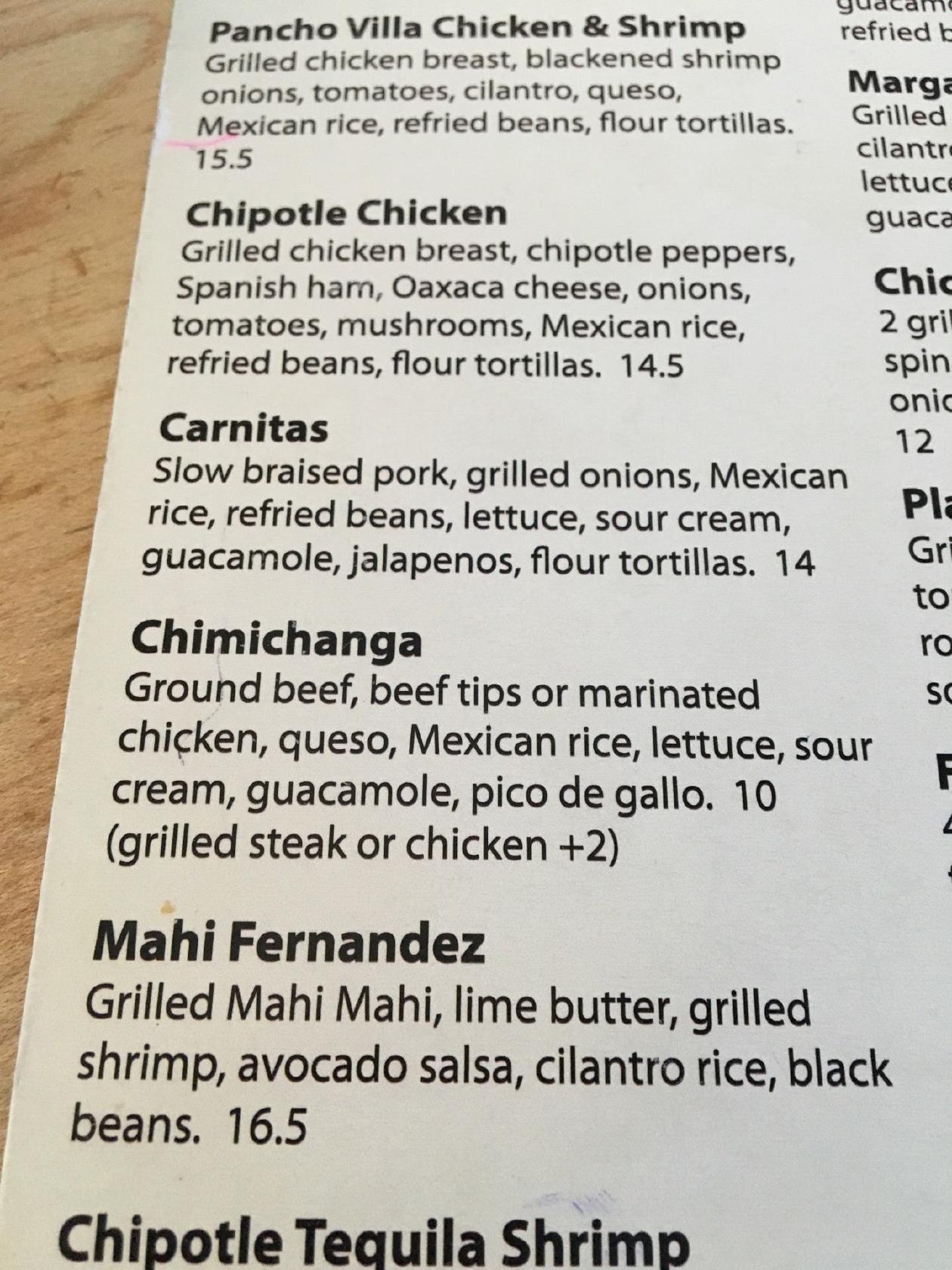 Menu at Agave Azul Kirkman restaurant, Orlando