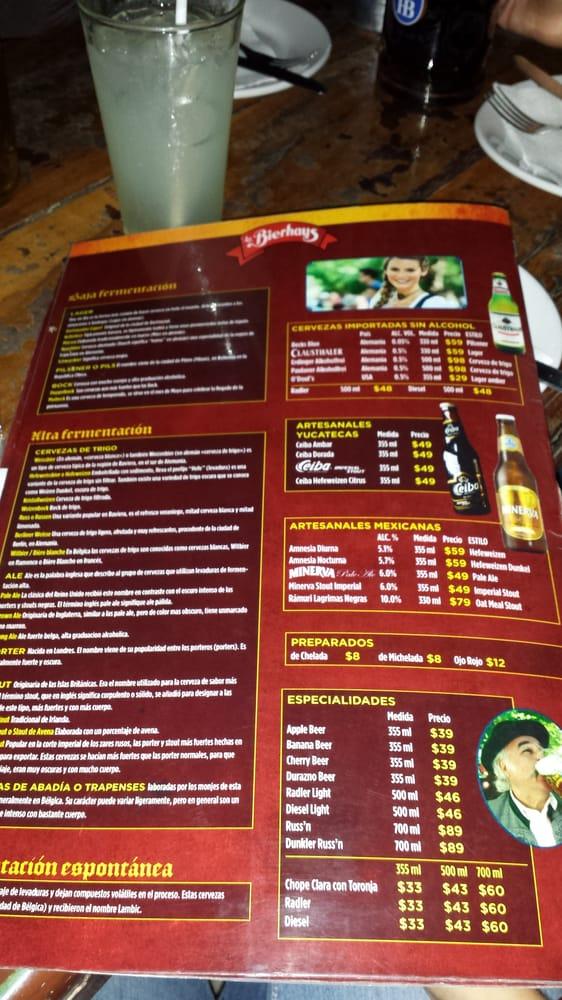 Menu at La Bierhaus pub & bar, Merida, calle 62 #487 por 57 y 59