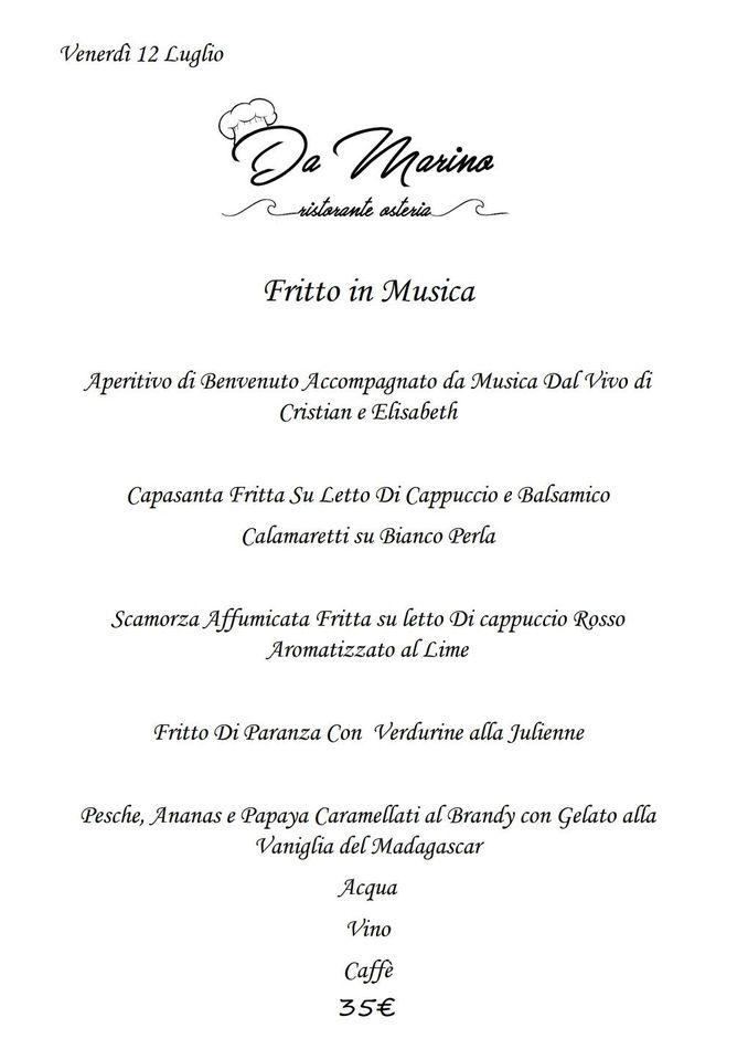 Menu da Ristorante Osteria Da Marino, San Donà di Piave